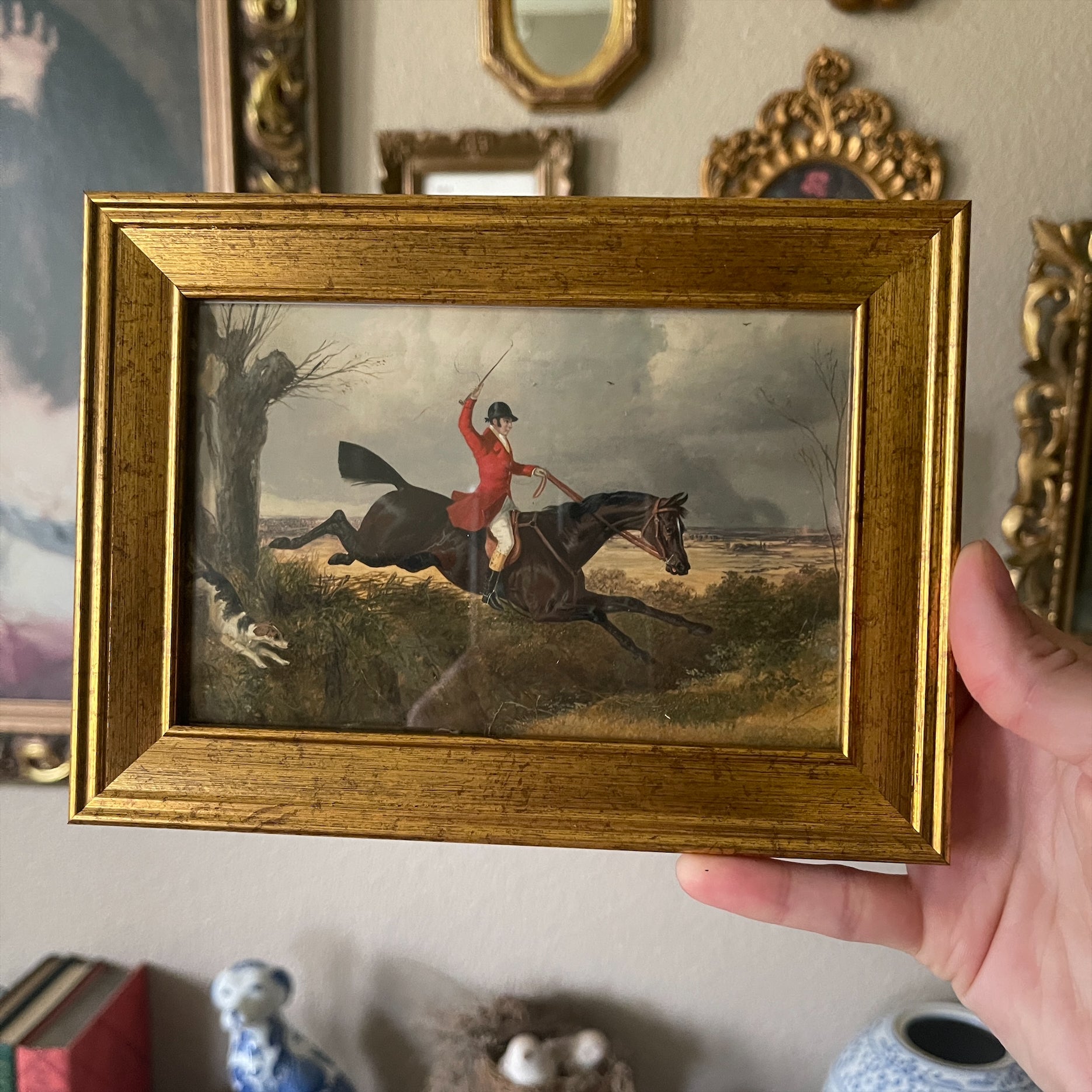 Vintage Style Man Riding a Horse Fox Hunt Scene Art Print – Thrift Antiques